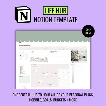 Complete life hub Notion template – Paper and Word