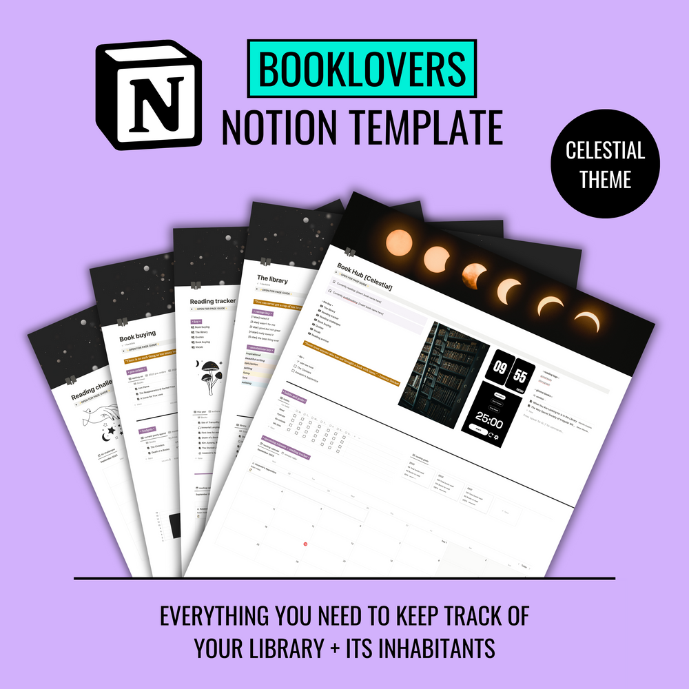Complete library hub Notion template – Paper and Word