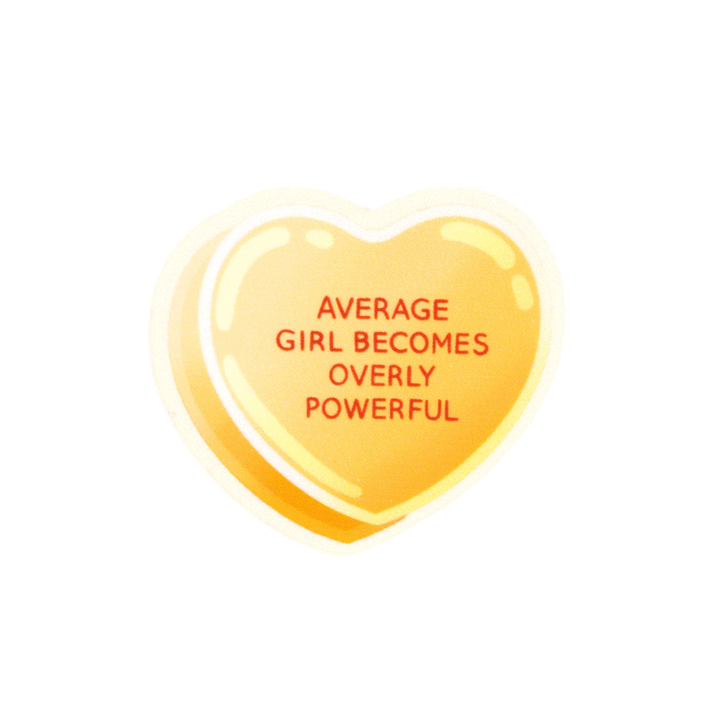Overpowered Protagonist Candy Heart Sticker – Paper and Word